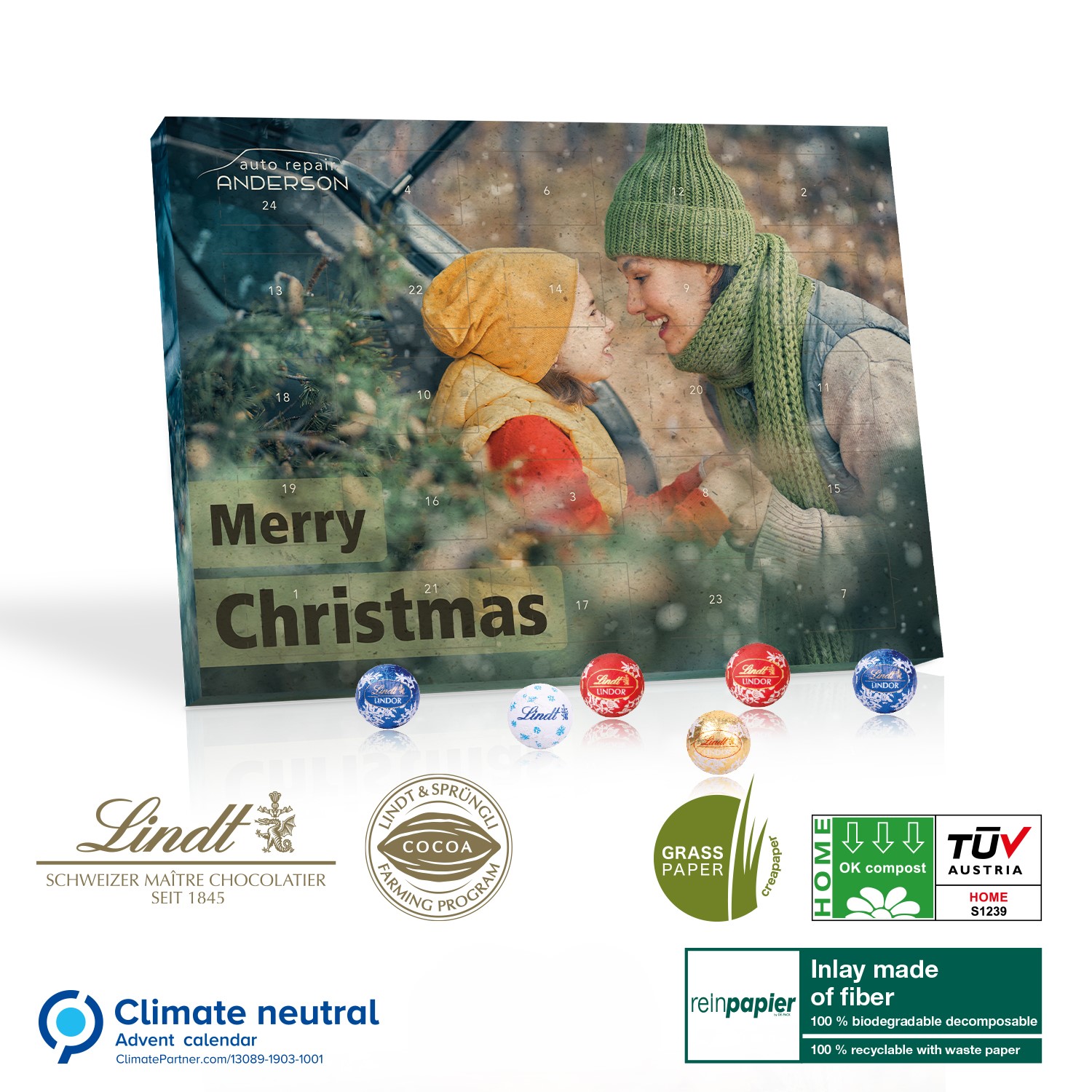 Personalised Grass Paper Lindt Gourmet Desktop Calendar