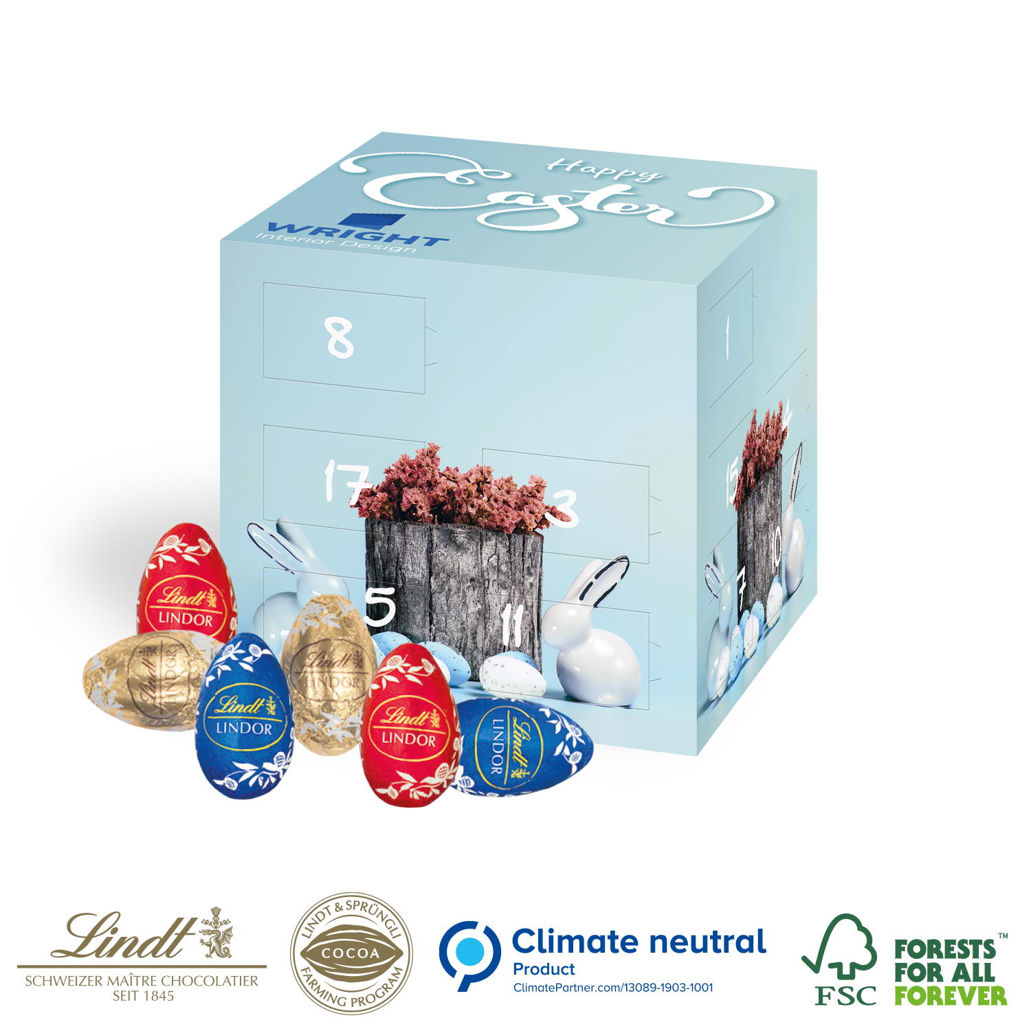 Personalised Easter calendar cube | Lindt Easter Chocolate | Easter ...